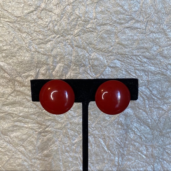 Vintage | Jewelry | Retro Dark Red Metal Clip On Earrings | Poshmark